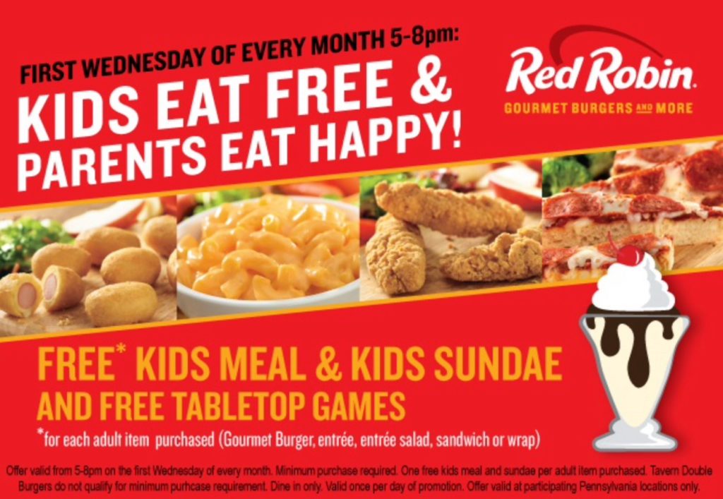 Red Robin | First Wednesday of every Month is Kids Night - SHIP SAVES