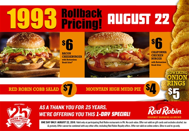 Red Robin | One Day Special on August 22 - SHIP SAVES
