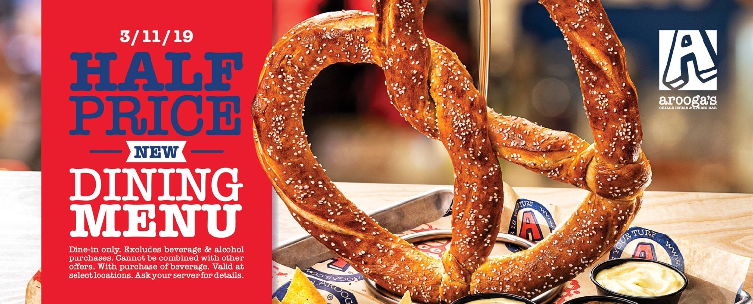 Arooga’s to Unveil New Menu with 50% Off Promotion Monday, March 11 ...